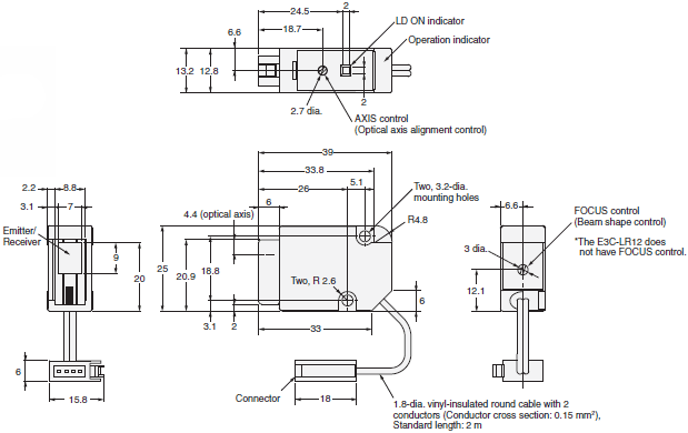 E3C-LDA Photoelectric Sensor with Separate Digital Amplifier (Laser ...