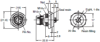 XS5 Round Water-resistant Connectors (M12 Smartclick)/Dimensions ...