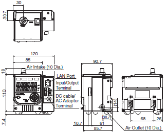 ZN-PD-S Air Particle Sensor/Dimensions | OMRON Industrial Automation Singapore