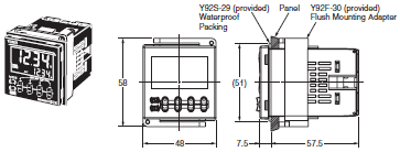 H5CX Digital Timer/Dimensions | OMRON Industrial Automation Singapore