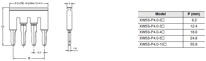 XW5T-P DIN Track Push-in Terminal Blocks/Dimensions | OMRON Industrial ...
