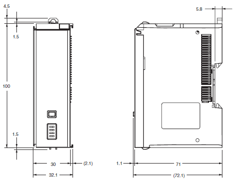 NX-SL5[][][] Safety CPU Unit/Dimensions | OMRON Industrial Automation Singapore