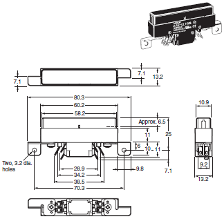 A4E Enabling Switch/Dimensions | OMRON Industrial Automation Singapore
