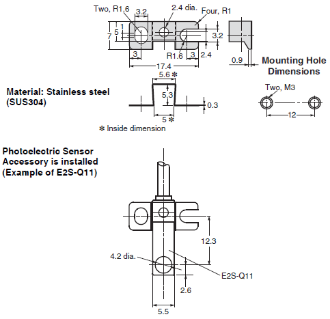 E2S Super-compact Proximity Sensor/Dimensions | OMRON Industrial Automation Singapore