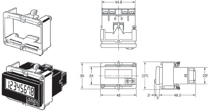 H7E[]-N Self-powered Totalizer/Dimensions | OMRON Industrial Automation ...