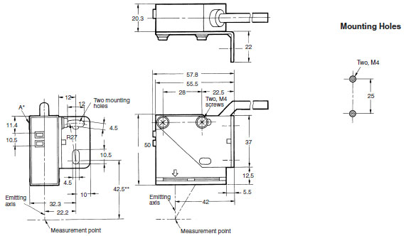 Z4W-V LED Displacement Sensor/Dimensions | OMRON Industrial Automation ...